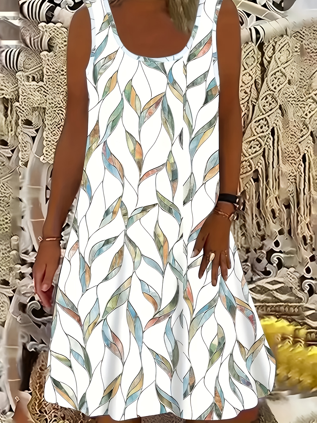 women leaf print dress sold on Temu United States