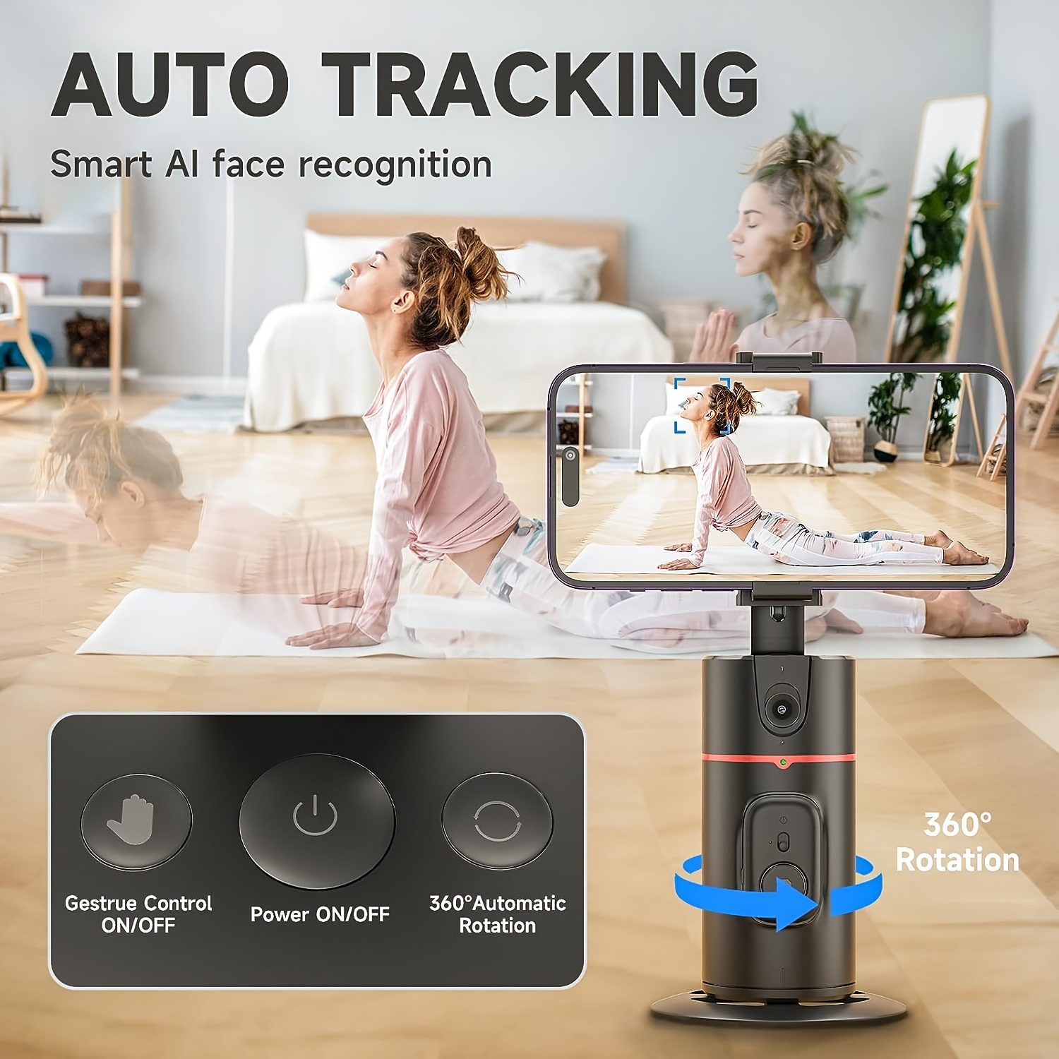 360° Face Tracking Auto Gimbal Shot No App Needed - Temu