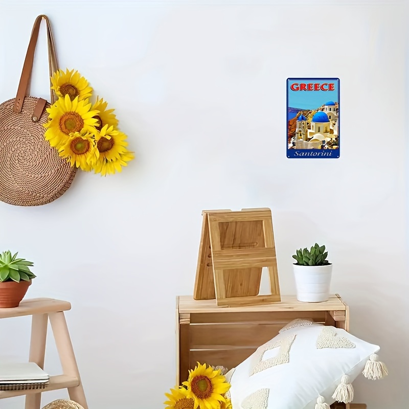 Vintage Greece Santorini Island Metal Tin Sign Greek - Temu