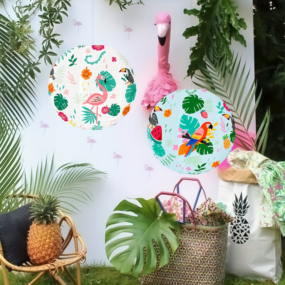 Tropical Hawaiian Party Lantern Summer themed Flamingos - Temu