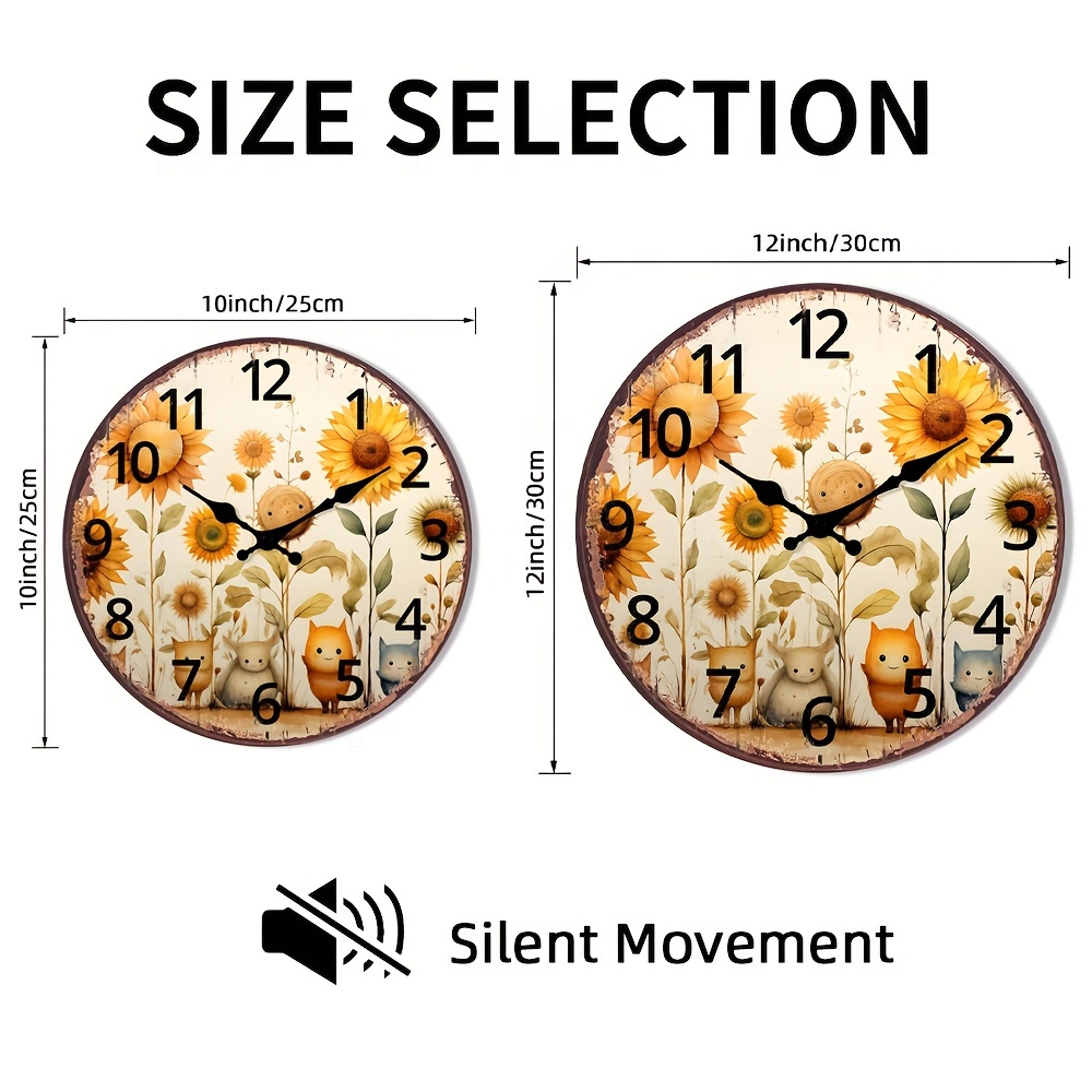 wall clock art sunflowers field silent non ticking - Temu New Zealand