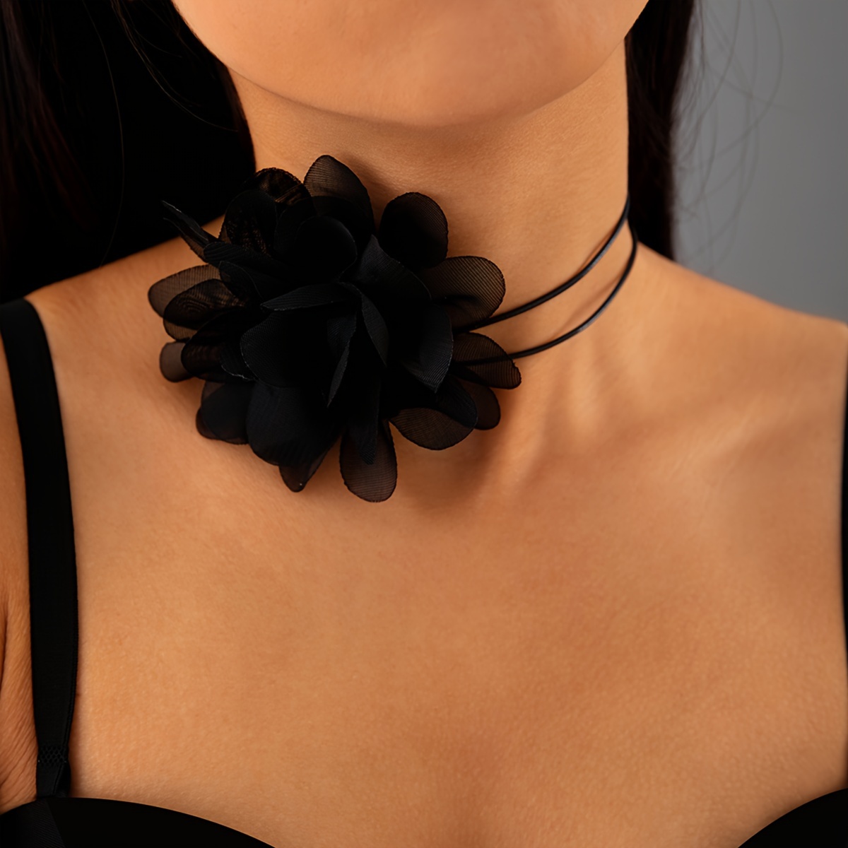 black flower decor choker vintage adjustable necklace Temu United Kingdom
