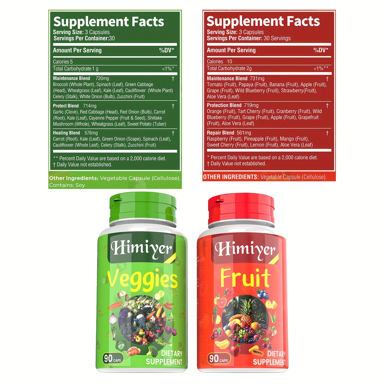 Fruit And Vegetable Capsules - 2 Bottles, Fruit And Vegetable ...