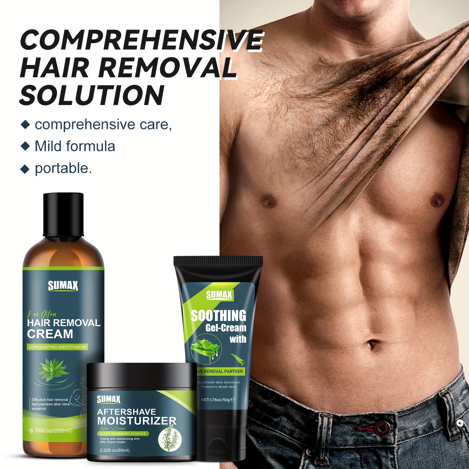 Men's Hair Removal Kit: Alcohol free Cream Gel shave - Temu