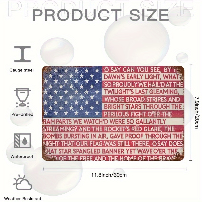 Patriotic American Flag Metal Tin Sign Durable Wall Decor - Temu
