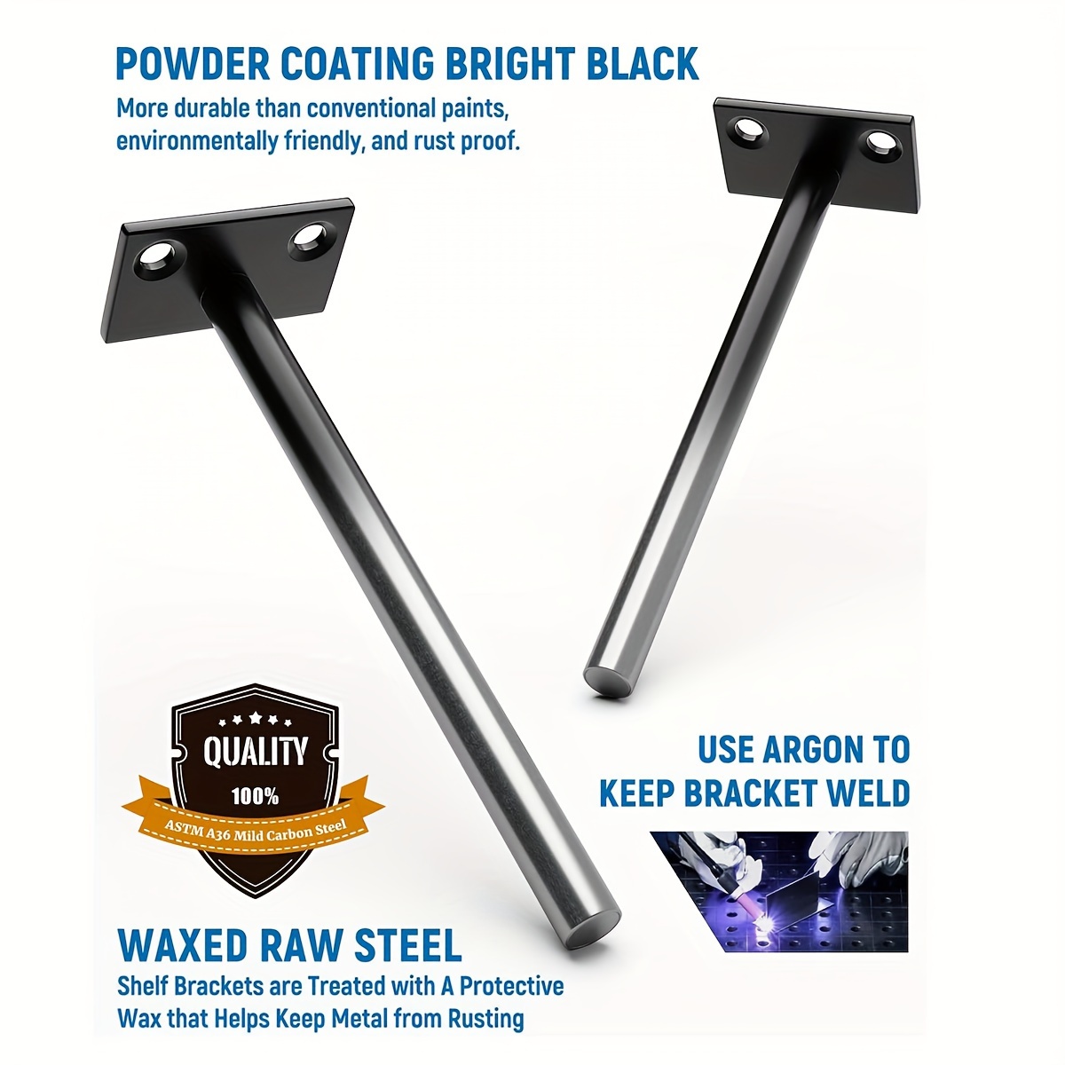 12pcs 6-inch Black Metal Floating Shelf Brackets With Screws & Wall ...