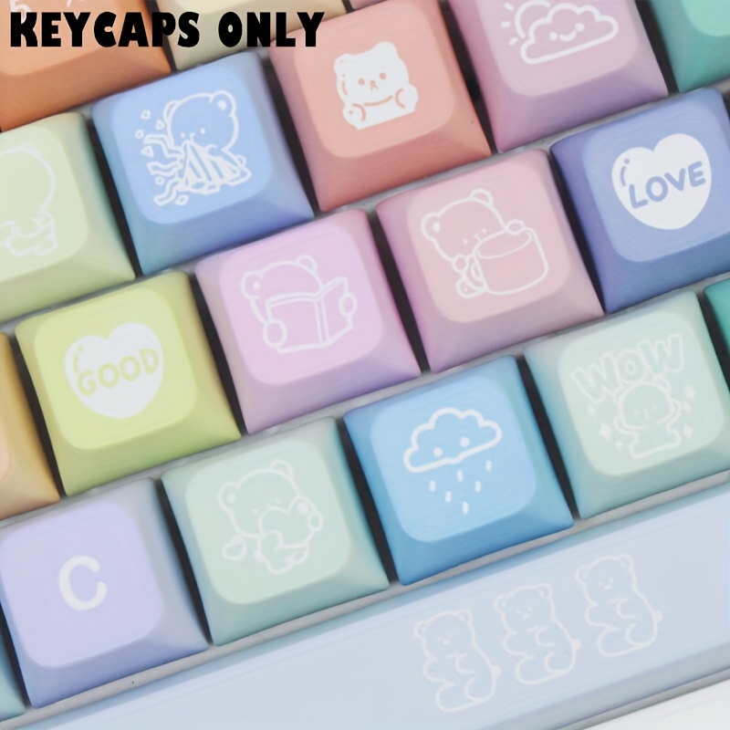 Teddy Bear 133 Keys Pbt Keycaps Xda Profile Heights Five - Temu