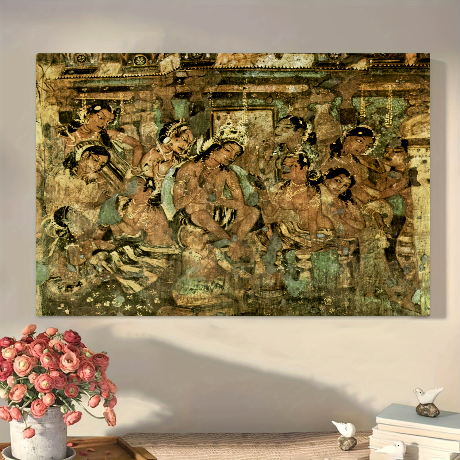 1pc Wooden Framed Oil Painting, Framed Wall Art Printmaking, Retro King ...