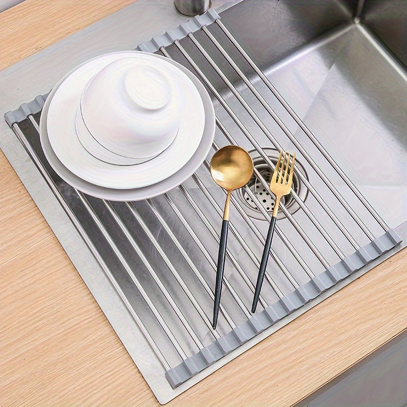 space saving stainless steel roll dish rack sink foldable - Temu