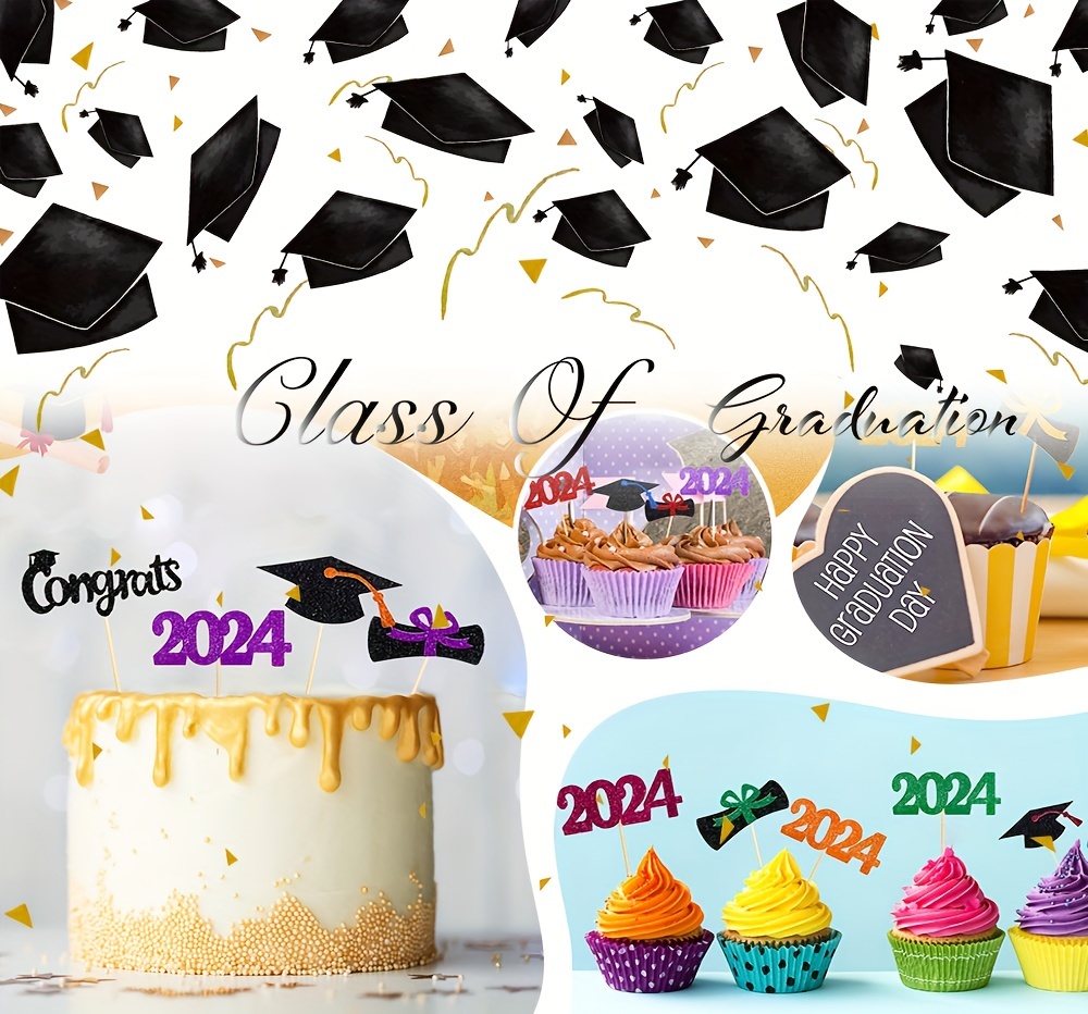2024 Graduation Party Cupcake Toppers - 48 Piece Set Of Paper ...