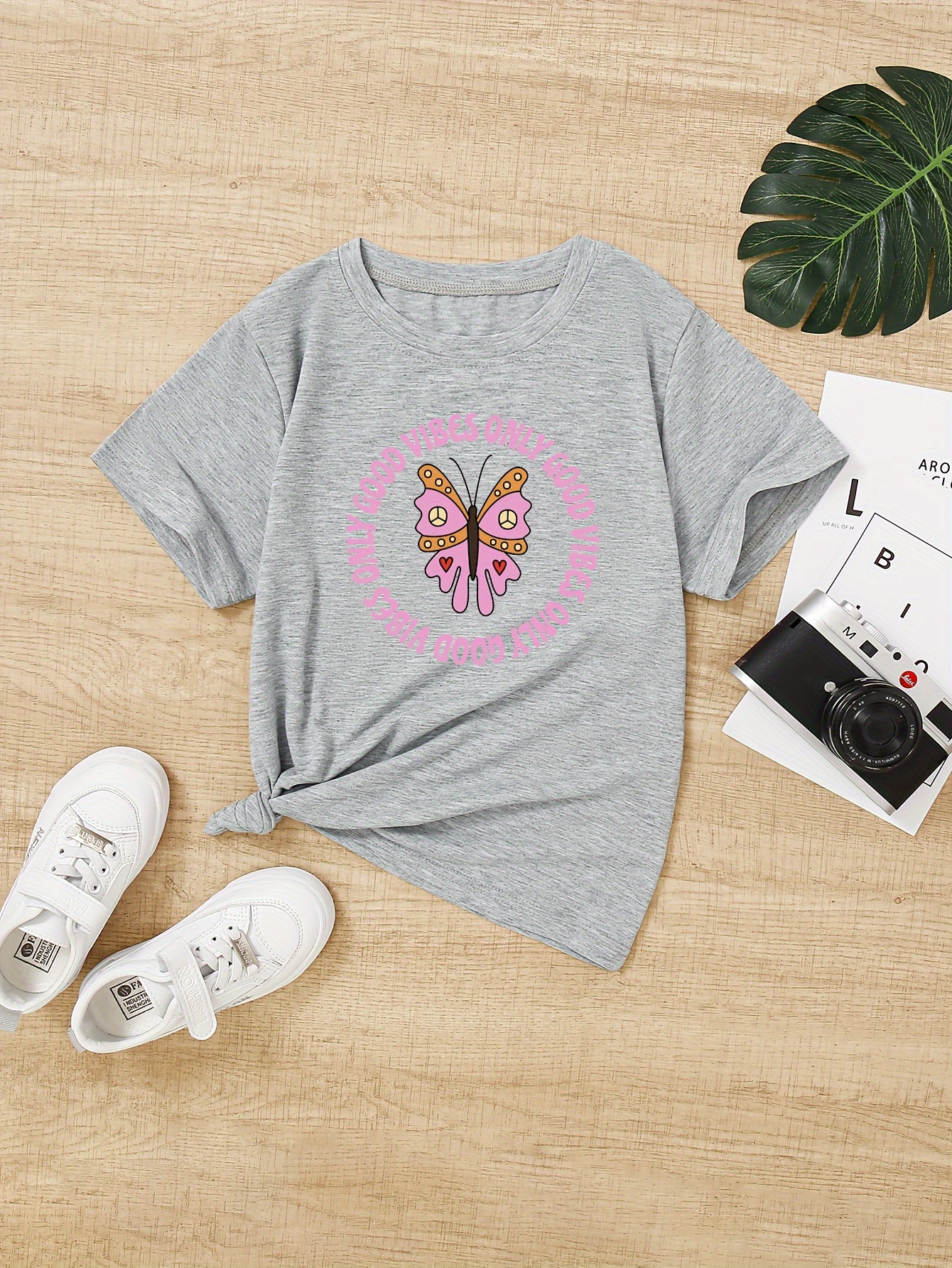 Anime Butterfly Graphic Print Girls Comfy Fit T - Temu Ireland