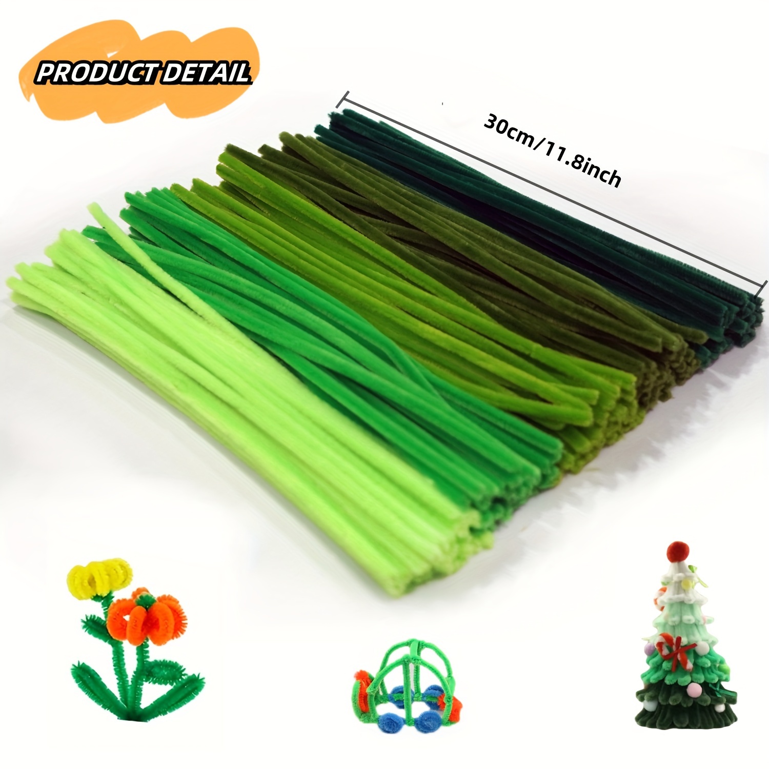 500pcs Pipe Cleaner Chenille Sticks 5 Different Greens, 100 Sticks Each ...