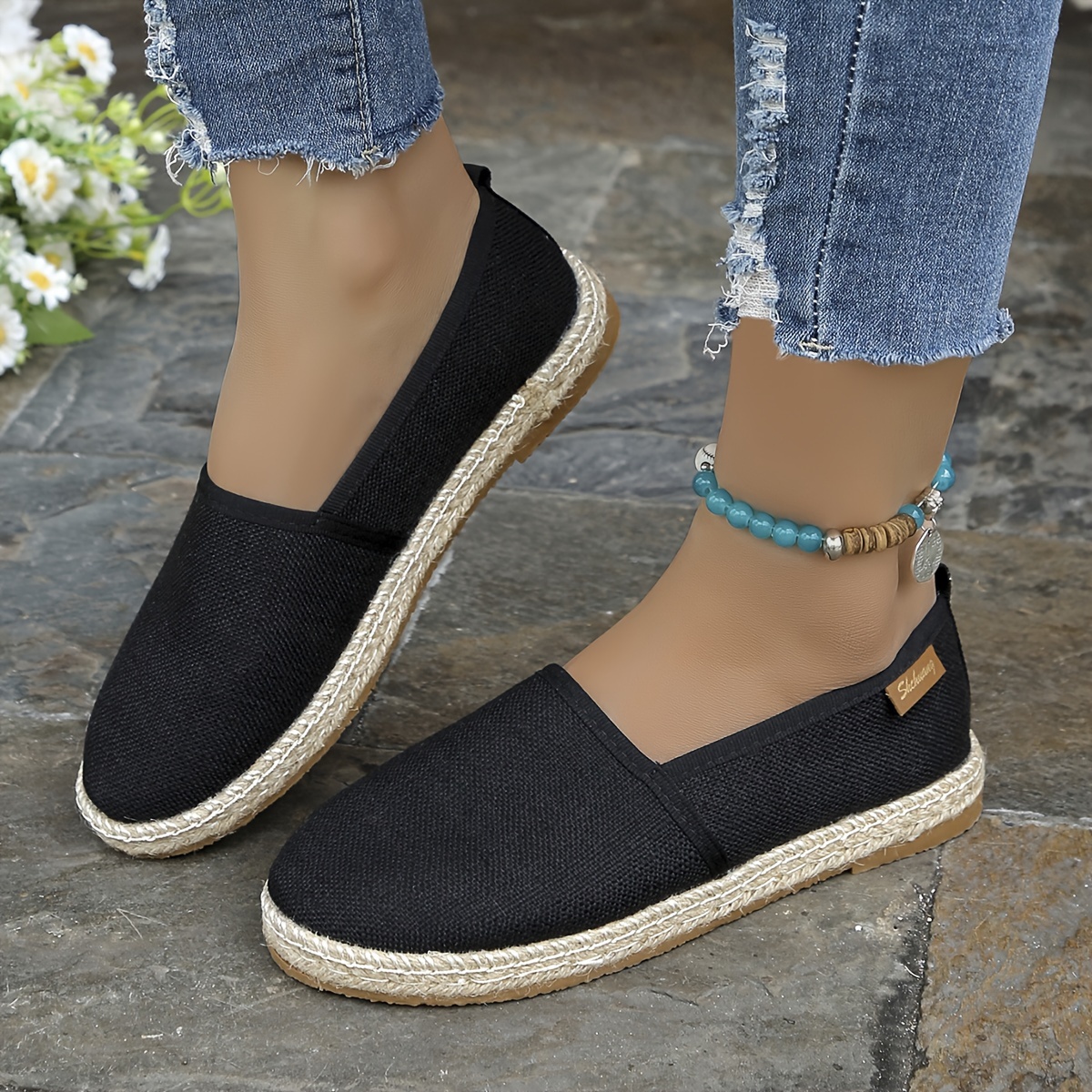 slip on espadrilles flats damen buchstaben patch leichte - Temu Switzerland