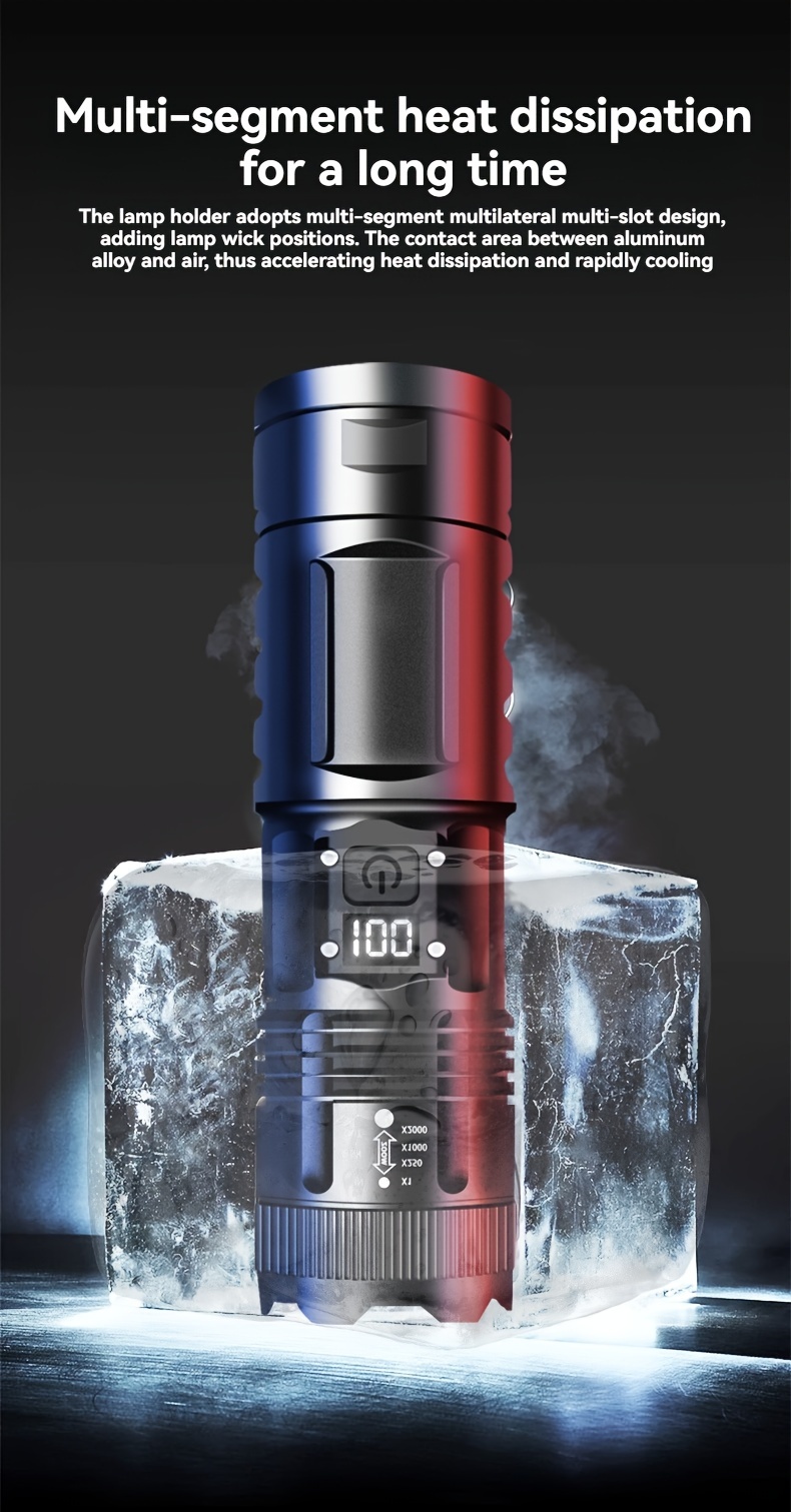 1pc Multi-functional Flashlight, Outdoor Ultra Bright Zoom Long Range ...