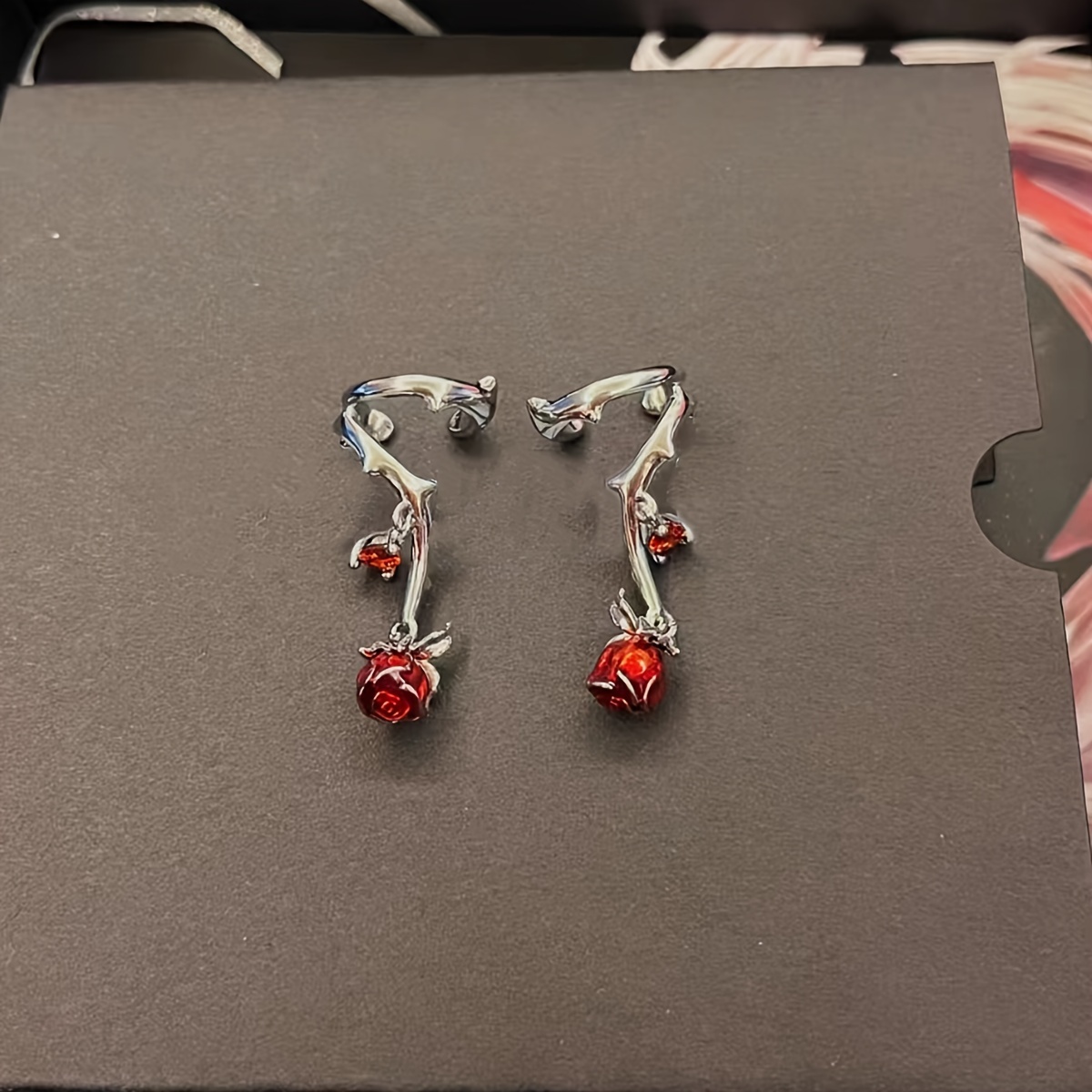 Creative Red Rose Design Clip Earrings Zinc Alloy Jewelry - Temu United ...