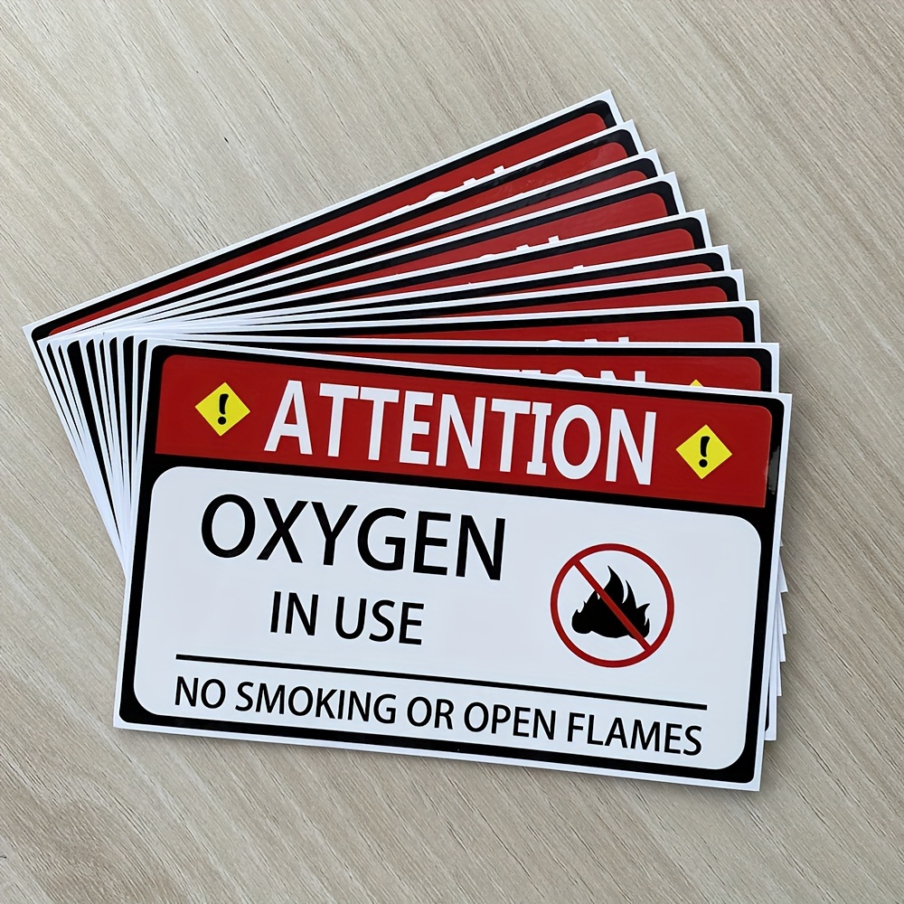 Oxygen In Use Warning Stickers Attention No Smoking Open - Temu