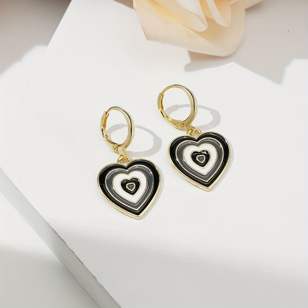 Pretty Colorful Heart Pendant Hoop Earrings Alloy Jewelry - Temu United ...