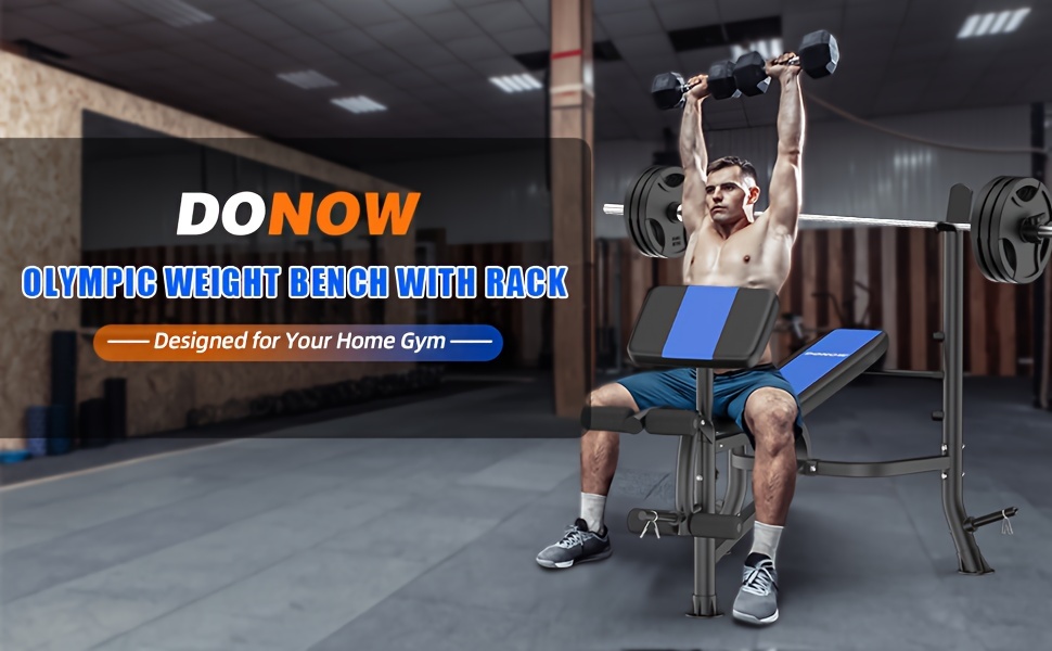 Adjustable Weight Bench, Workout Bench Press With Barbell Rack Leg ...