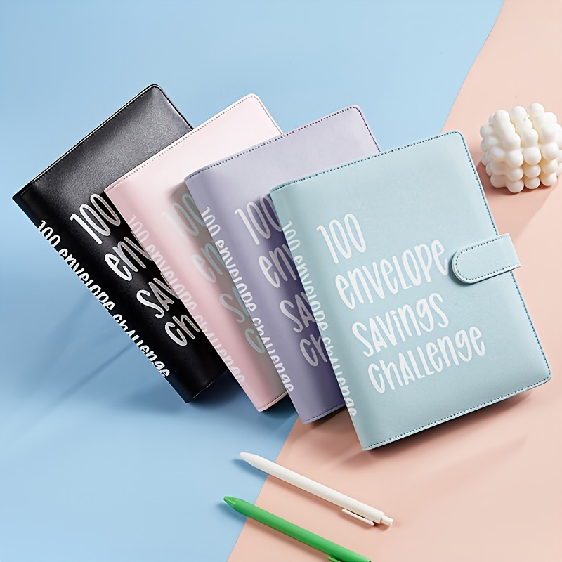 100 Envelope Savings Challenge Pvc Leather Binder Sheet Hole - Temu