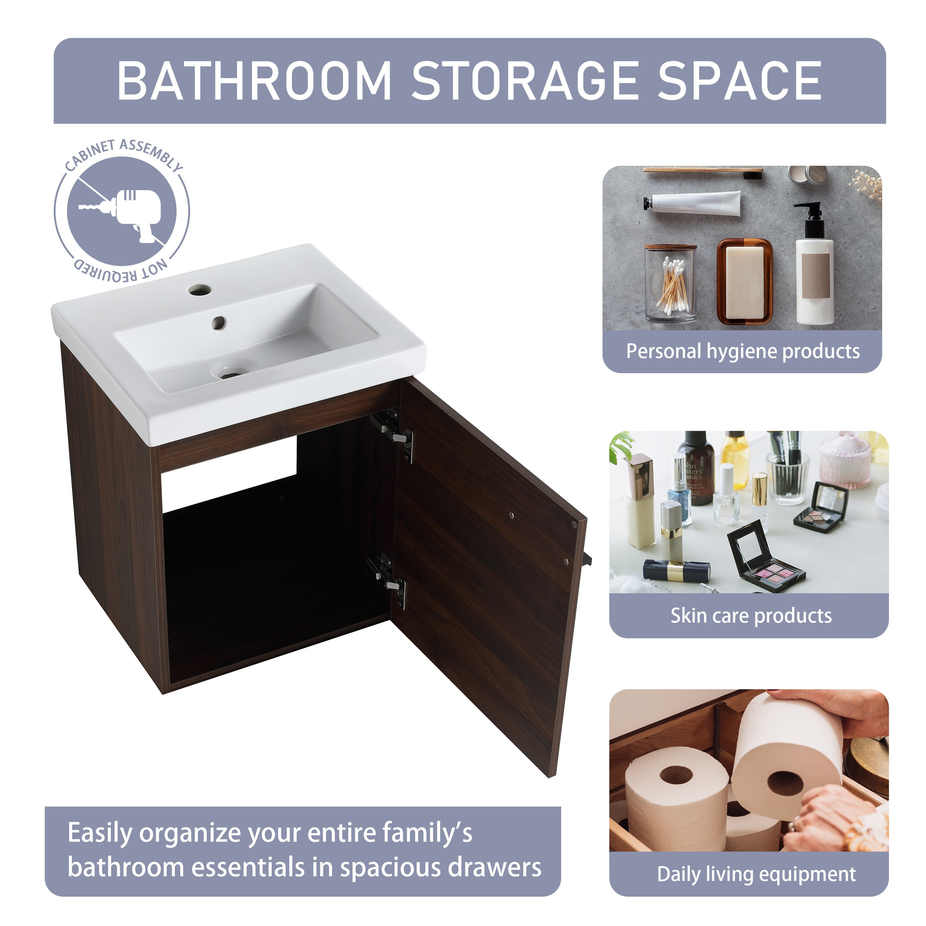 Bathroom Vanity Sink Floating Bathroom Vanity Small Space - Temu