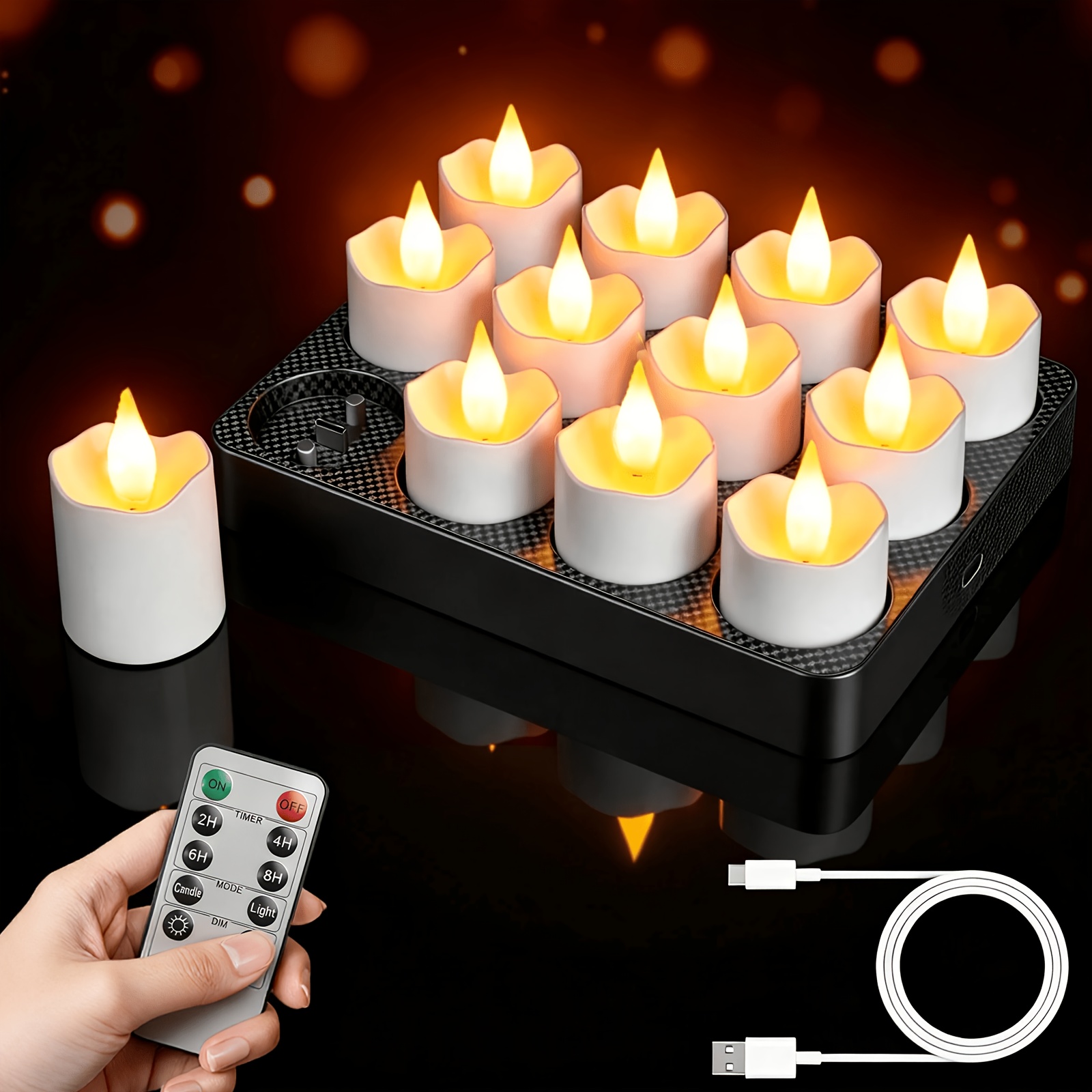 rechargeable candle lights sold on Temu United States