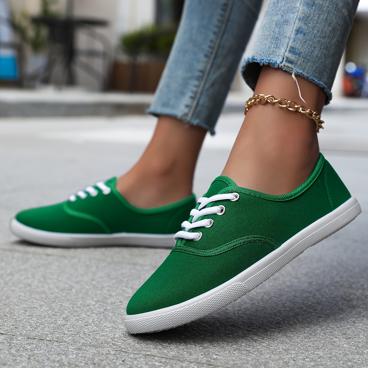 Green canvas shoes womens store