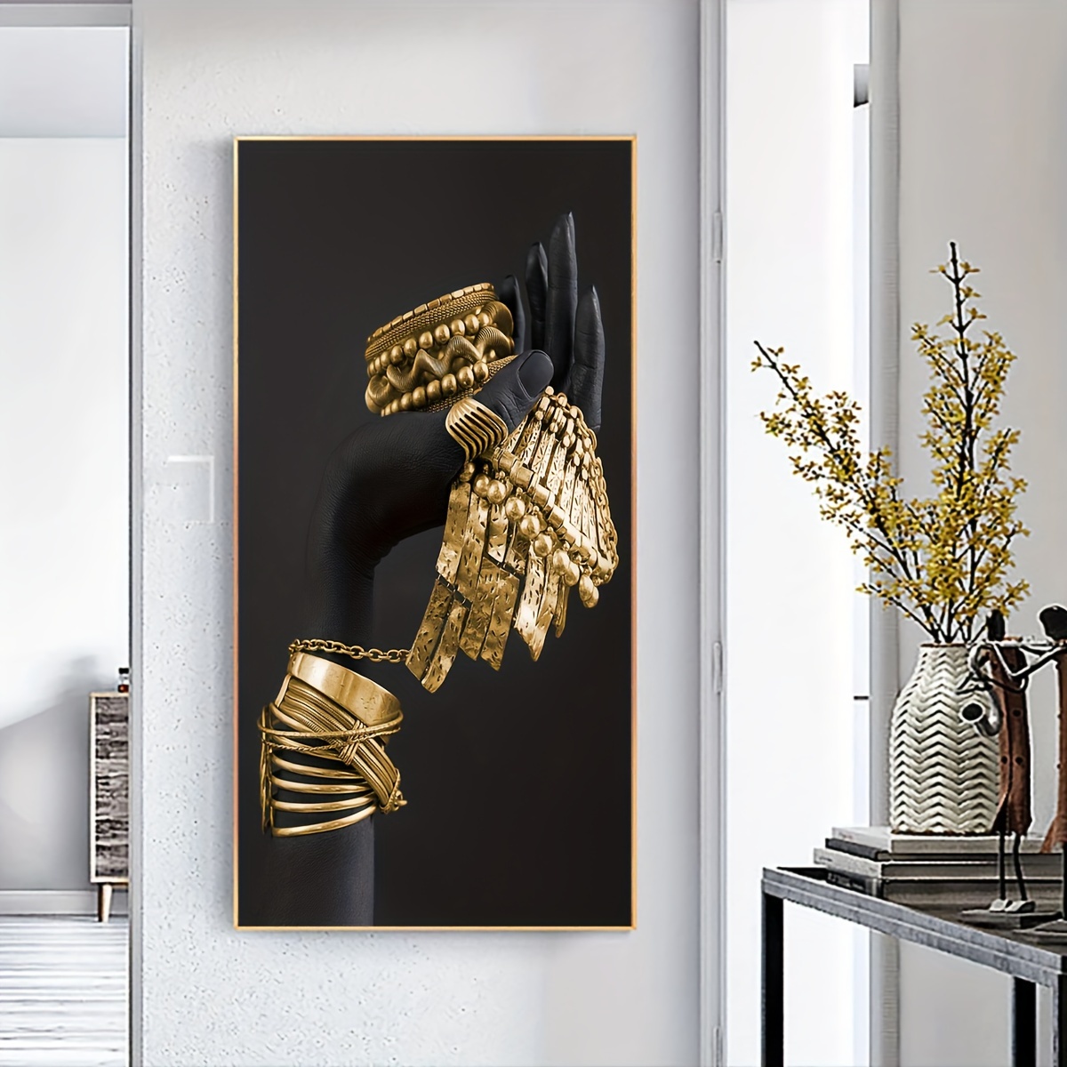 Unframed Canvas Poster Modern Art Black Hand Golden Jewelry - Temu Ireland