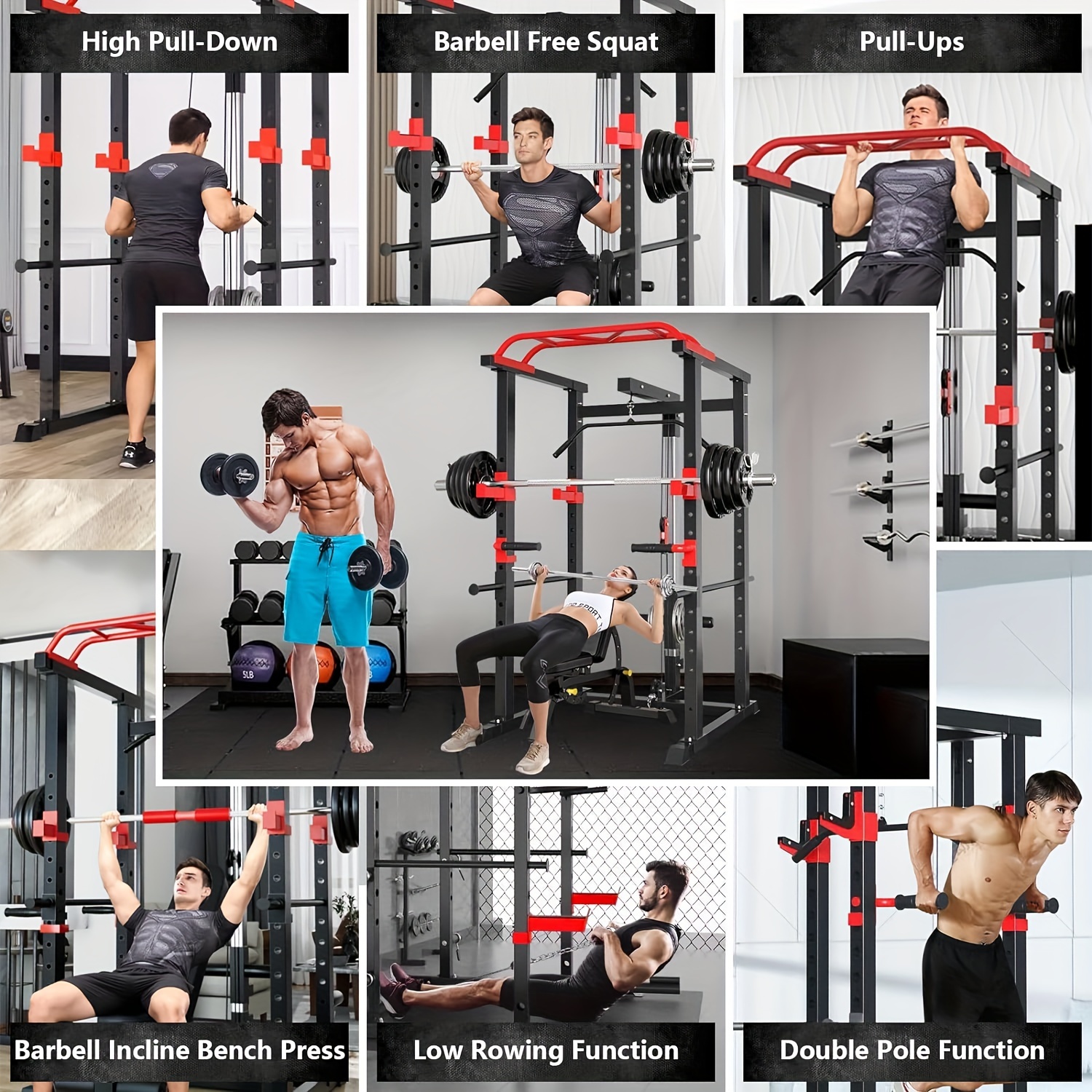Home Gym Equipment Squat Cage Weights Bar Set - Temu