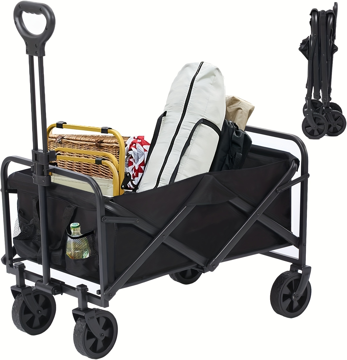 Heavy Duty Folding Utility Wagon Cart 360° Swivel Front - Temu