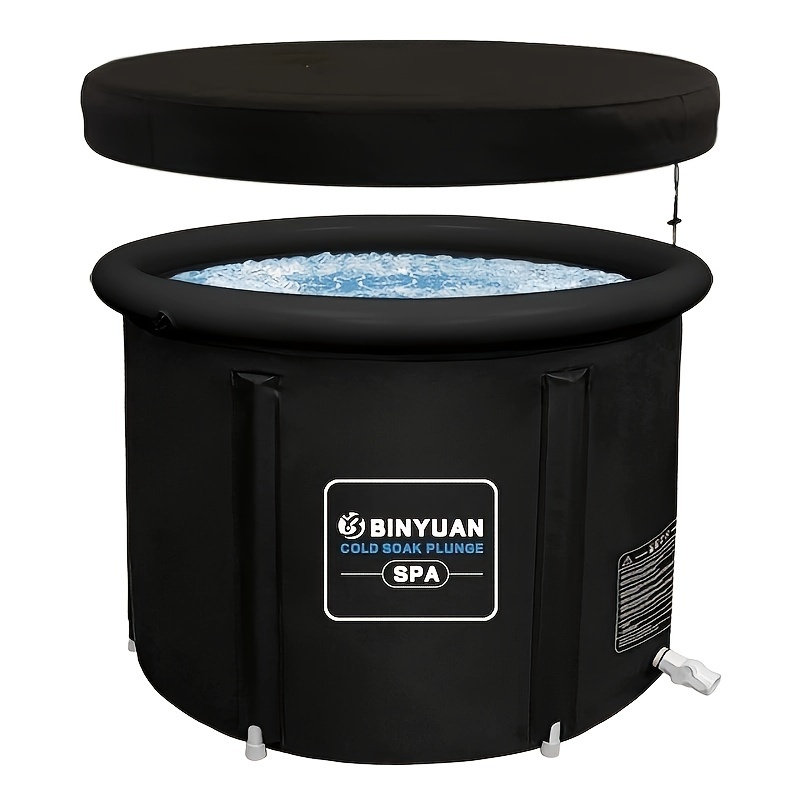 Xl Portable Round Plastic Ice Bath Tub With Cover, Waterproof Outdoor ...