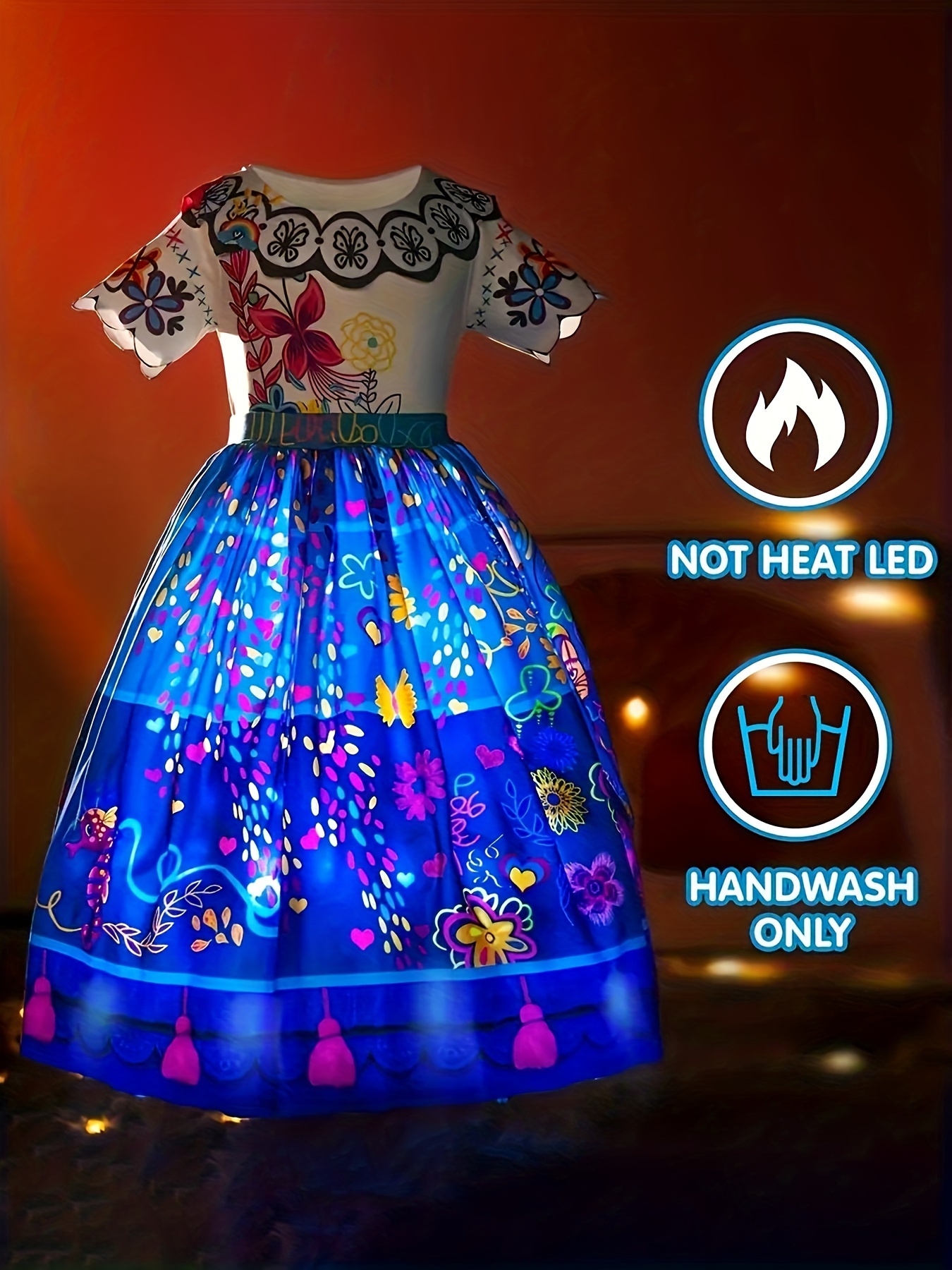 Splicing Princess Dress Elegant Girls + Wig Set Party - Temu Canada