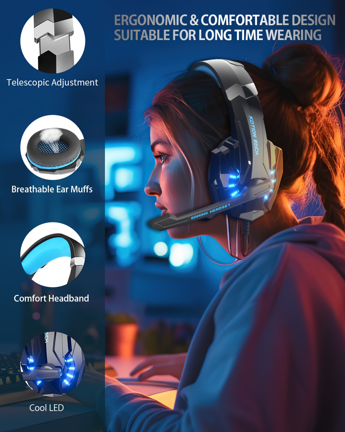 Pc Gaming Headset Ps4 One Ps5 G9000 Ear Headphones Mic - Temu