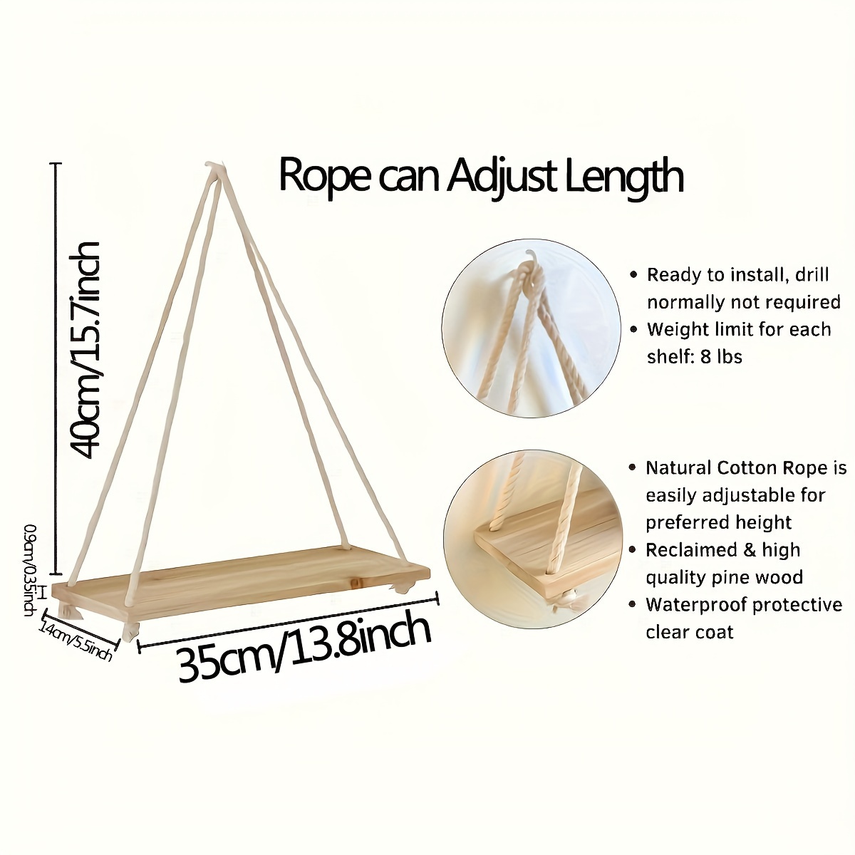 1pc Hanging Shelves Wall Shelf Decor Boho Hanging Shelf - Temu United ...