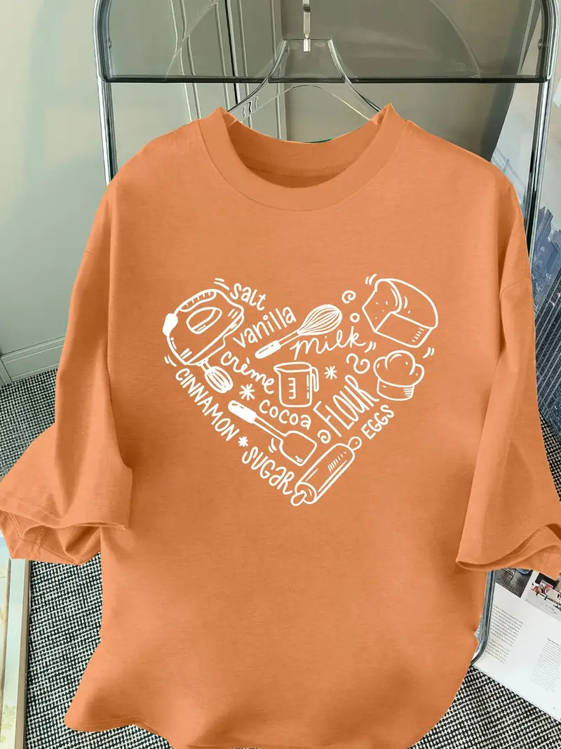 Letter Print T Shirt Plus Size Short Sleeve Crew Neck Casual Temu Canada