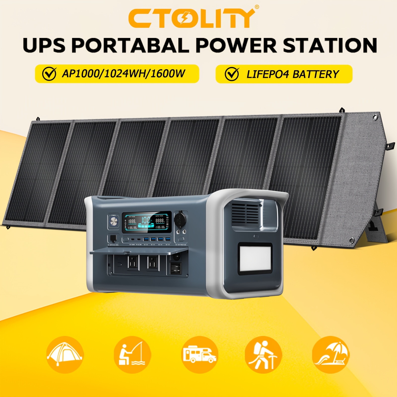 portable solar power generator sold on Temu United States