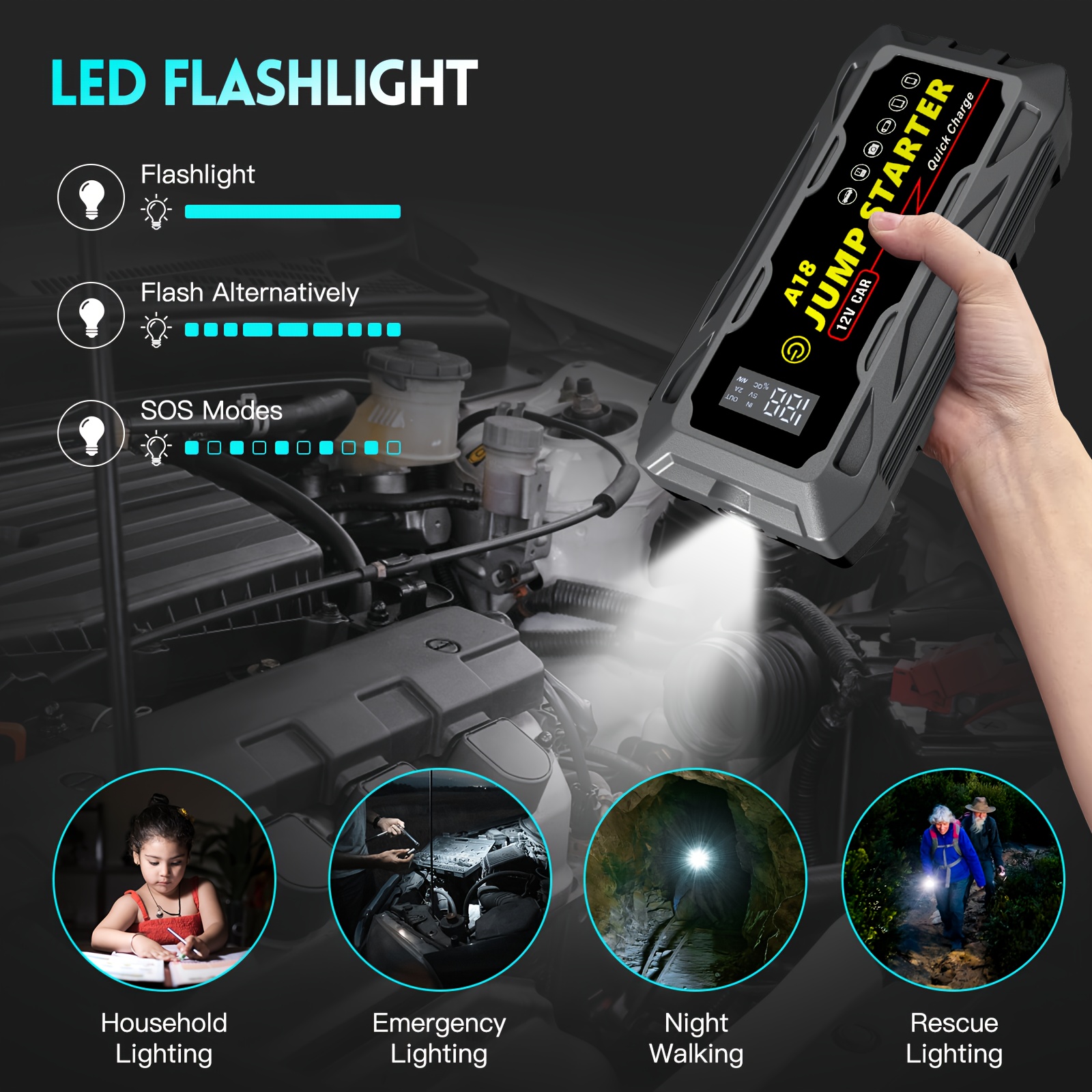 Car Battery Jump Starter Portable Pack - Temu