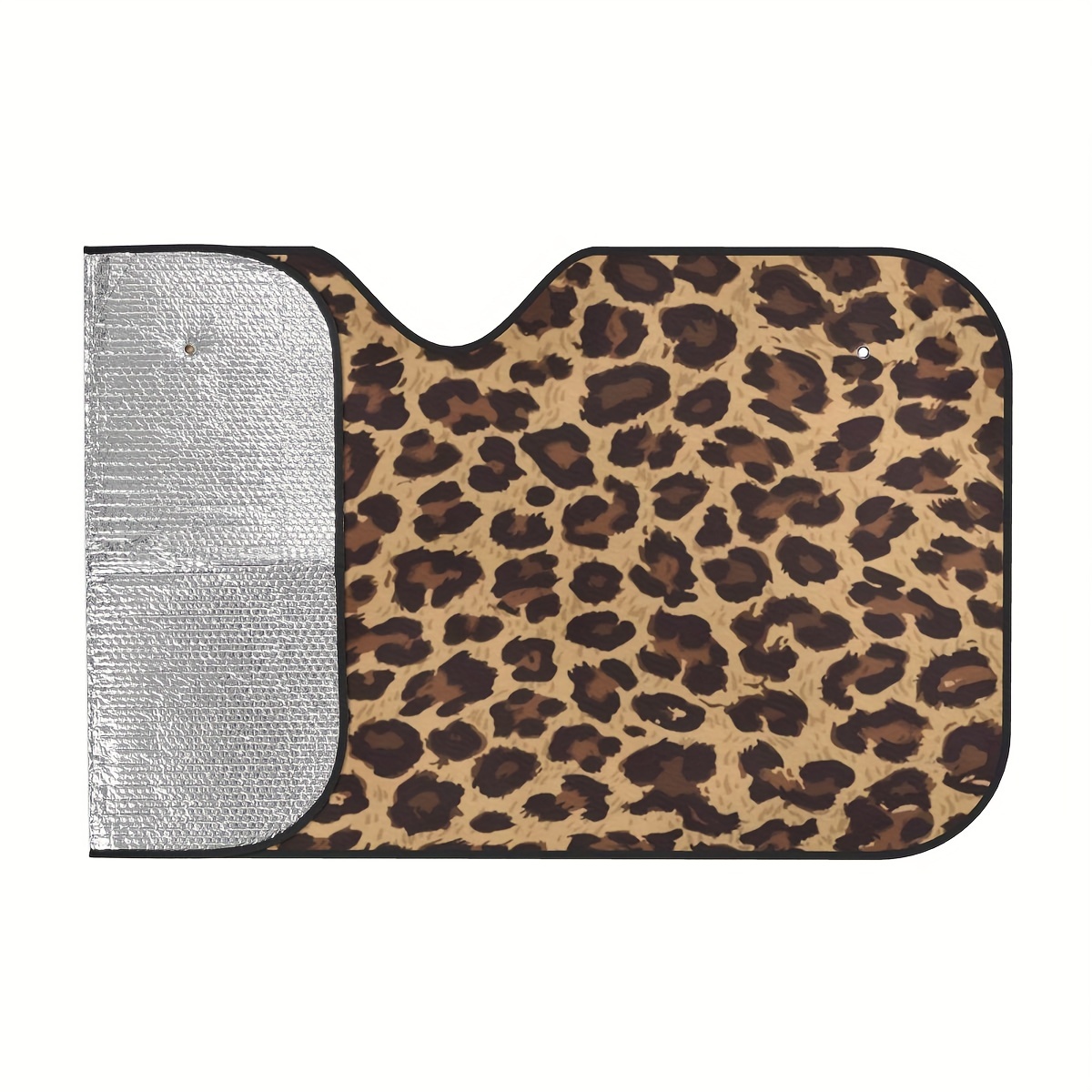 Leopard Print Car Windshield Sun Shade Ray Protector Foldable Visor Universal Fit 51x27.5 Inch Vehicle Cool