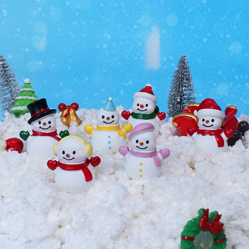6 Piece Miniature Snowman Figurines Set Cute Cartoon Resin Dolls For ...