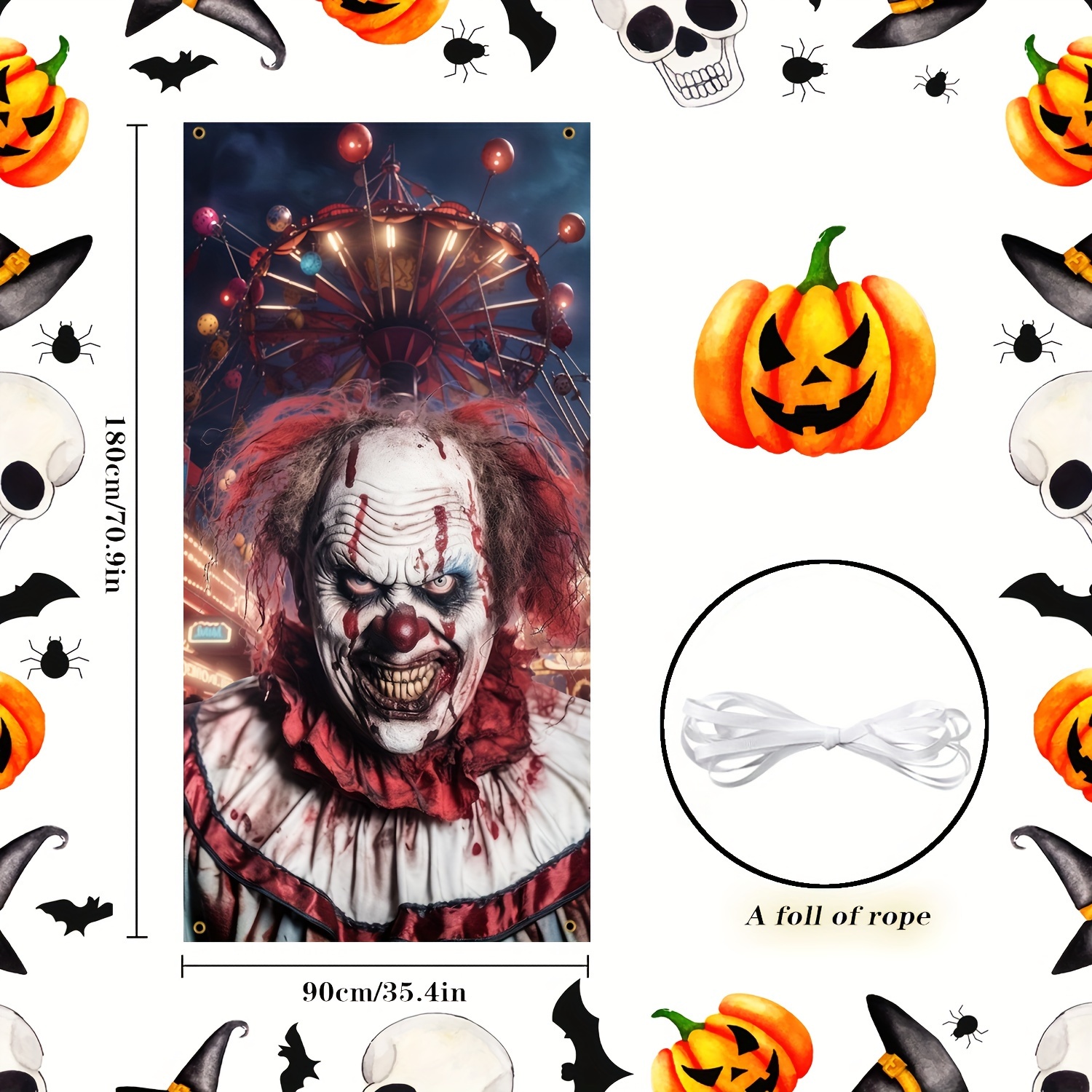 Spooky Halloween Clown Door Banner Horror Circus Backdrop - Temu