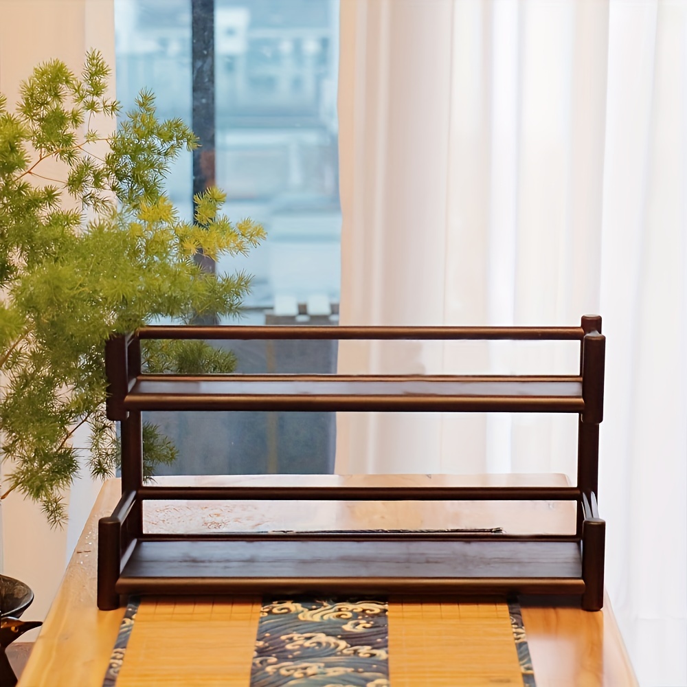 Double Shelf Solid Wood Storage Rack Storage Table Tea Set - Temu