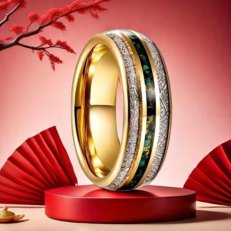 Wide Fashion Cool Casual Golden Ring Three Stainless - Temu United Kingdom