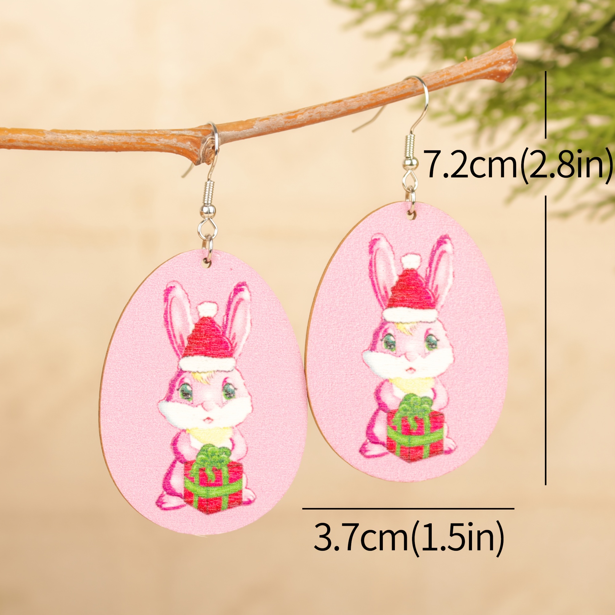 Colorful Easter Egg Shape Rabbit Print Dangle Earrings Cute - Temu ...