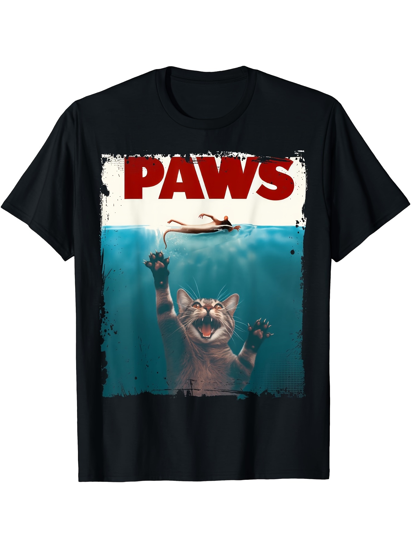 Paw Kitty Graphic Tee Funny Cat Crew Neck - Temu