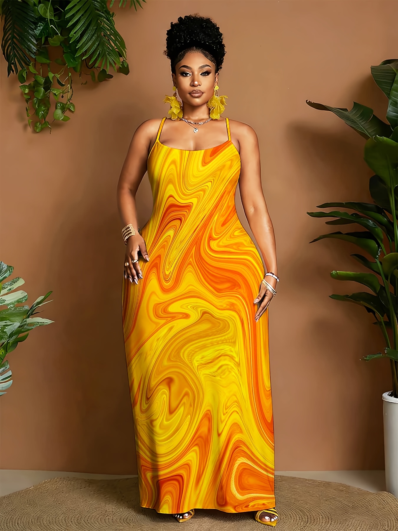 maxi dresses yellow sold on Temu United States