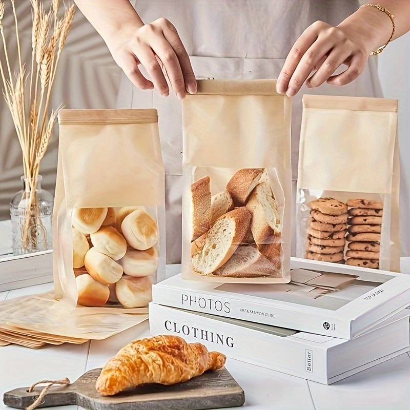 Bakery Bags Window: Kraft Paper Cookie Bags Tin Tie Tab Lock - Temu ...