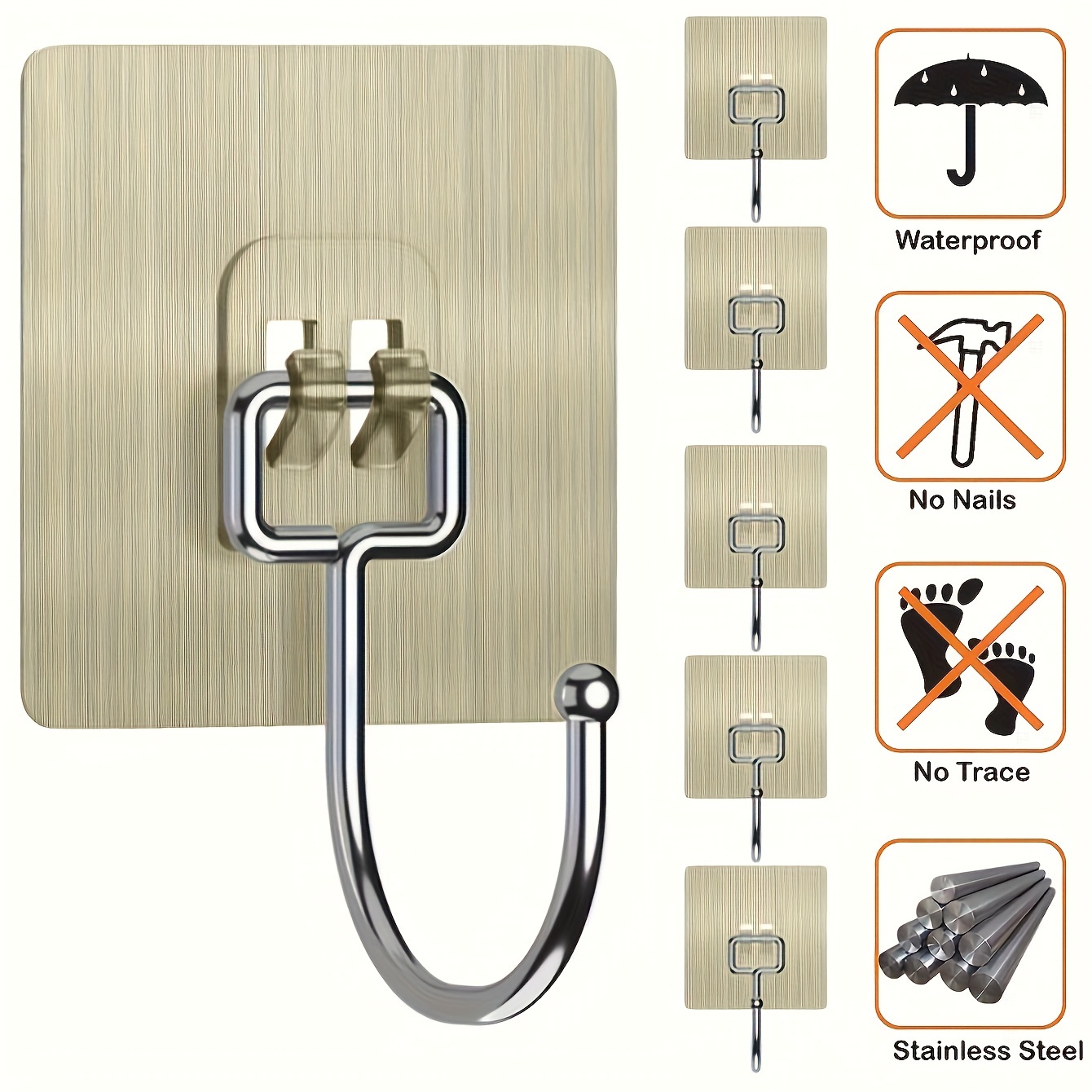 punch free bathroom wall hooks super sticky traceless hooks - Temu ...