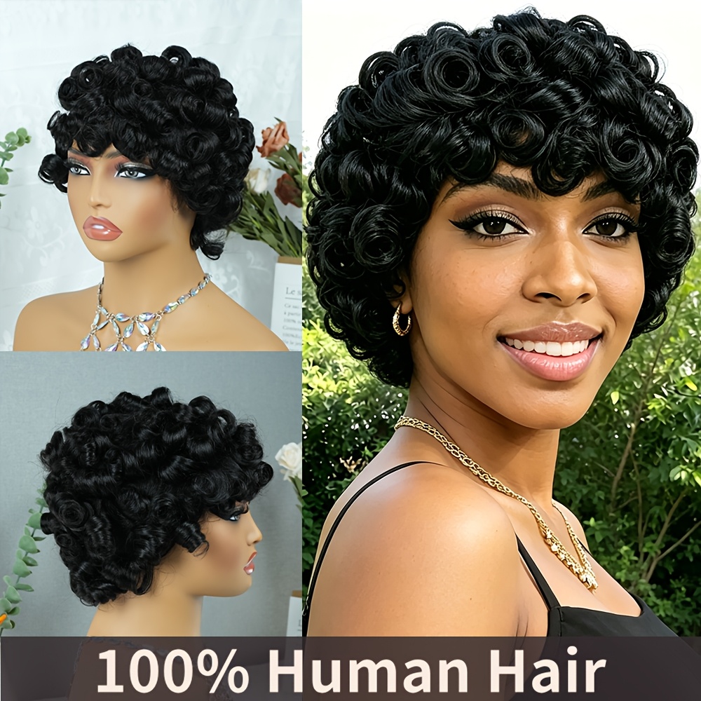 short human hair wig sold on Temu United States