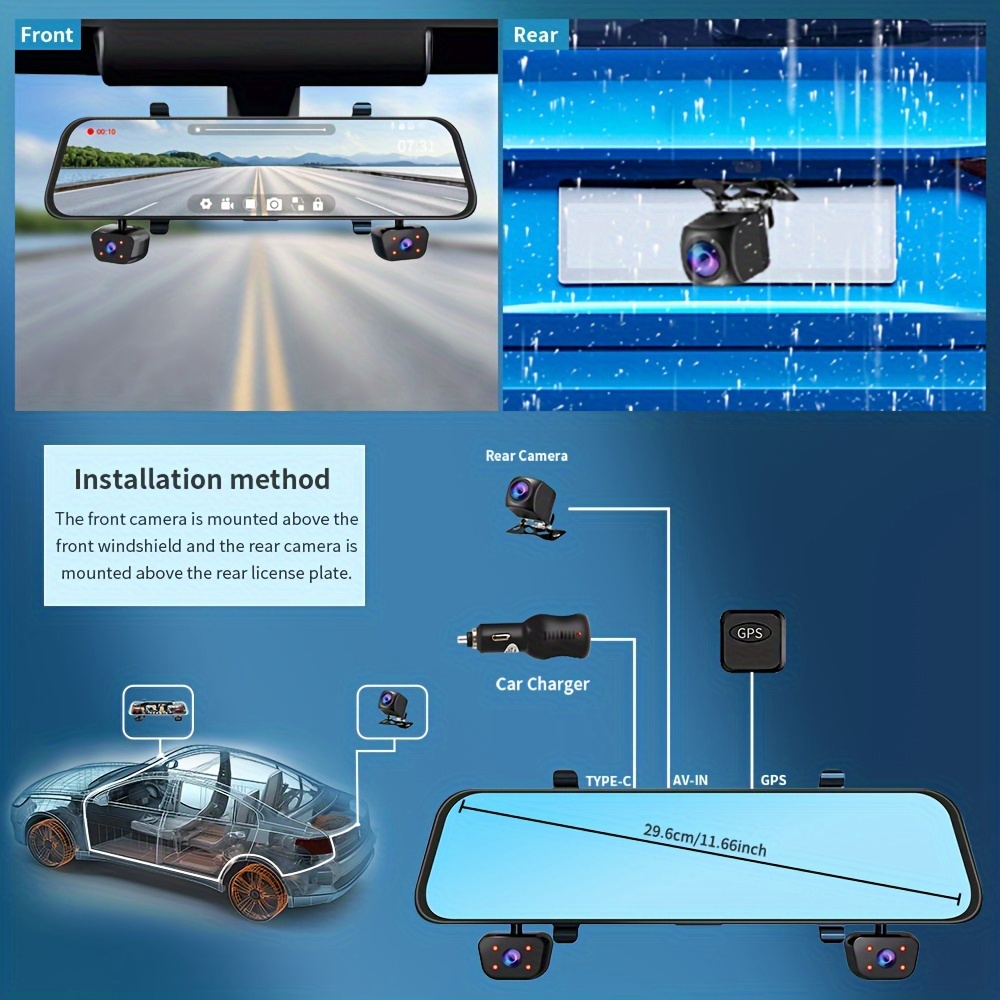 4 Channel Dash Cameras Truck Touch Screen Car - Temu