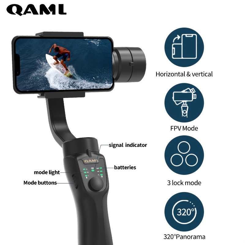F8 El Tipi 3 Eksenli Gimbal Telefon Tutucu Kablosuz USB arj Edilebilir Pil ile Anti Sallanma Video Stabilizator iPhone Xiaomi Ak ll