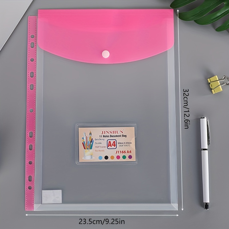 A4 Size Color Transparent File Storage Bag Binding 11 Holes - Temu